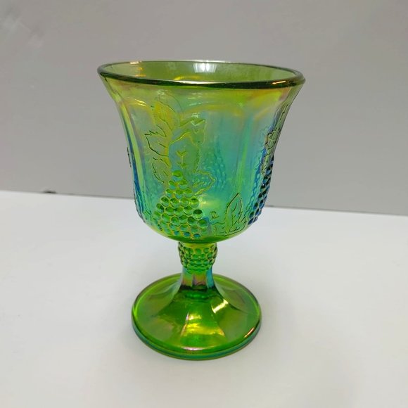 Vintage | Accents | Vintage 97s Indiana Green Rainbow Carnival Glass ...